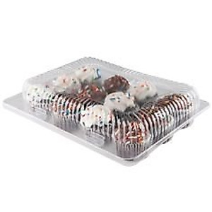 Dozen Cupcake Containers - Case of 24 cupcake boxes plastic 12 Compartment Cupcake Containers 12 count dozen cupcake containers Holds 12 Cupcakes (24, 12 Cavity Cupcake Container)