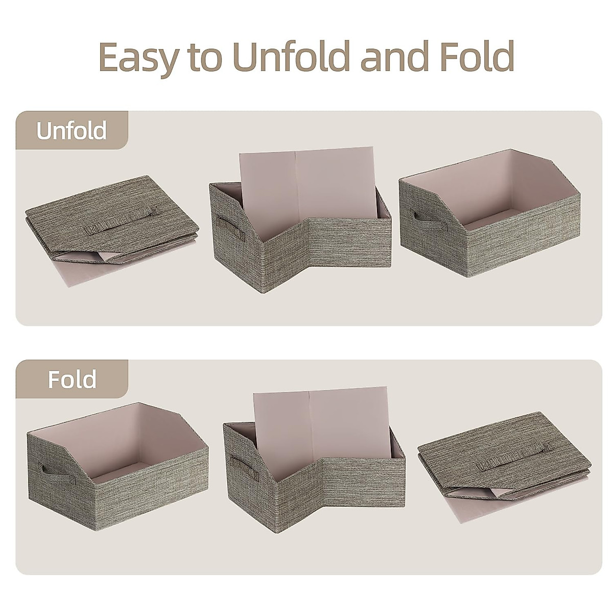 ORGMASTER Closet Organizer Bins, Fabric Storage Bins Foldable Storage Box Shelf Baskets Container Trapezoid Storage Bin for Organizing Home Office Shelves Wardrobe RV, 4 Pack, Coffee