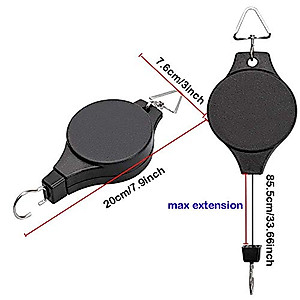 EWONICE 4Pack Retractable Plant Pulley Hanging Basket Hooks, Adjustable Rope Clip Hanger for Garden Hanging Basket Pots