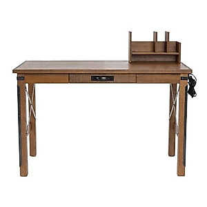 OS Home and Office Furniture Model 33248 Wood Veneer Industrial Collection 24 by 48 Desk with USB Ports
