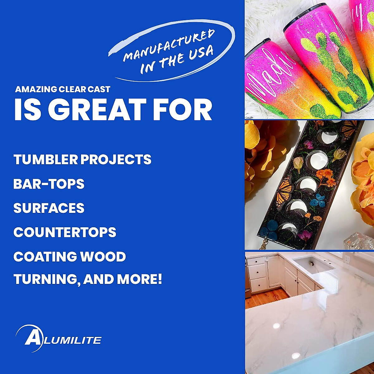 Alumilite Amazing Clear Cast [0.5 gal A + 0.5 gal B(1 Gallon) 2 Part Liquid Kit] High-Gloss Plastic Finish | Multi-Purpose Epoxy Resin for Casting & Coating Countertop, Wood Crafts & Encapsulation Art