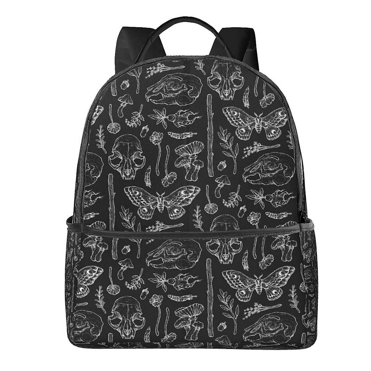 AMRANDOM Unisex Backpack Stylish Bookbag School Casual Travel Bag Daypack Adjustable (Butterfly Skull Head Mushroom Leaf Specimen)