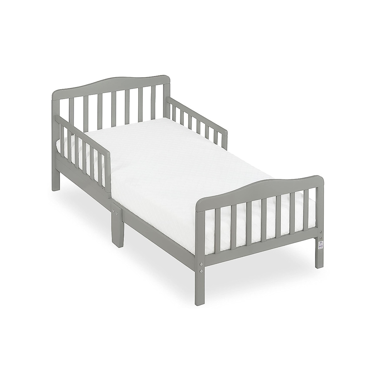 Dream On Me Classic Design Toddler Bed In Cool Grey, Greenguard Gold And JPMA Certified, Low To Floor Design, Two Side Safety rails, Non-Toxic Finishes, Wooden Nursery Furniture