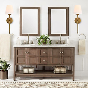 Bsmathom Wall Sconces Sets of 2, Classic Brushed Brass Sconces Wall Lighting, Hardwired Bathroom Vanity Light Fixture with Fabric Shade for Bedroom Living Room Hallway Kitchen, Gold