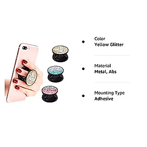 DaBuBu New Version Phone Holder Pink Gold Blue Glitter 3 Pack Expanding Grip Stand Finger Holder for Smartphone and Tablets
