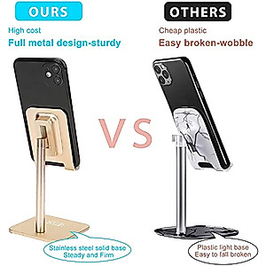 Urmust Cell Phone Stand Angle Adjustable Phone Stand for Desk Phone Holder for Office Tablet Stand Compatible for iPhone 15 14 13 12 11 Pro Max X Xr 8 Plus 7 6(Light Gold)