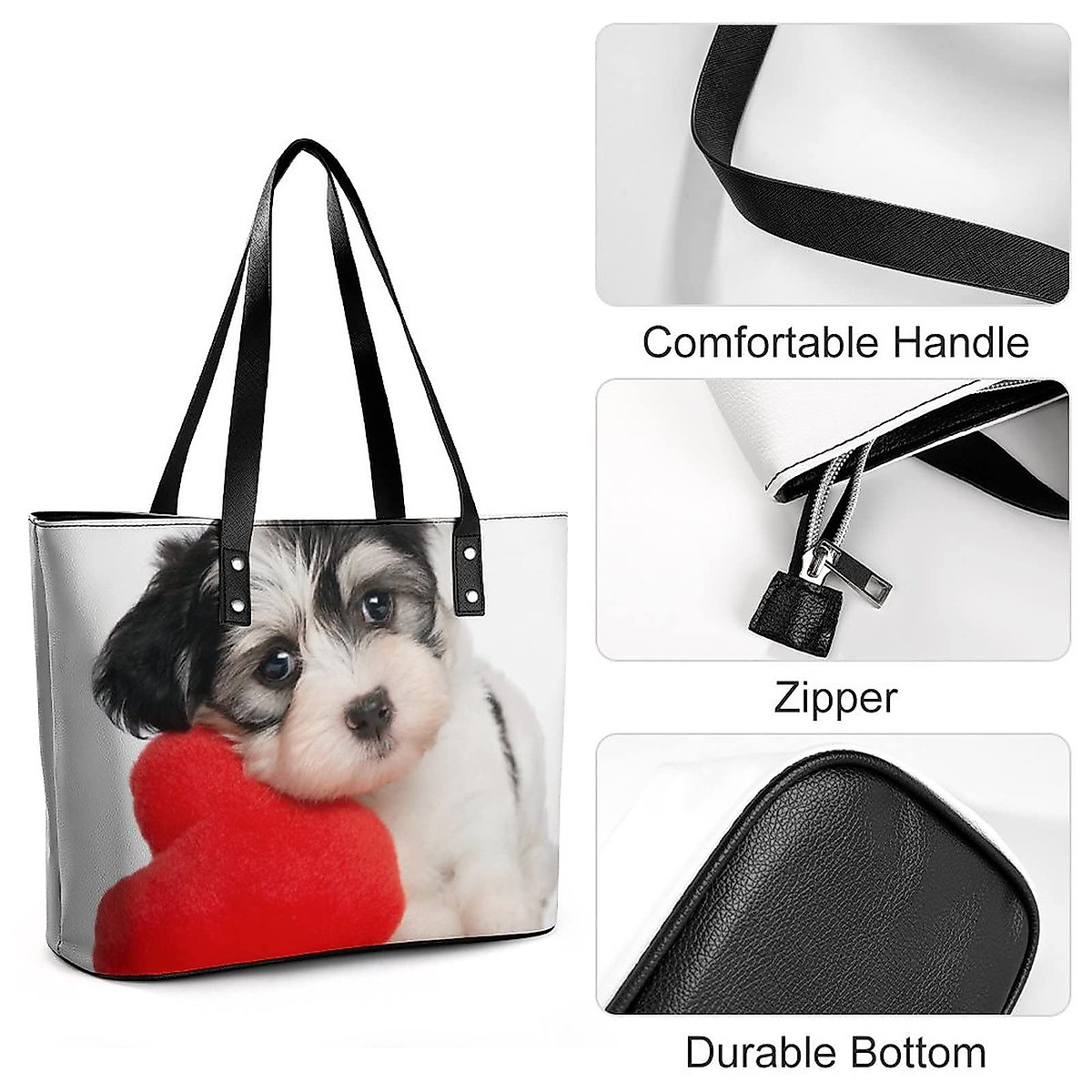 Womens Handbag Animal Dog Leather Tote Bag Top Handle Satchel Bags For Lady