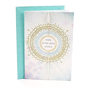 Hallmark Thinking of You Card (Hope is the Light Sun Mandala, Inspirational Card)