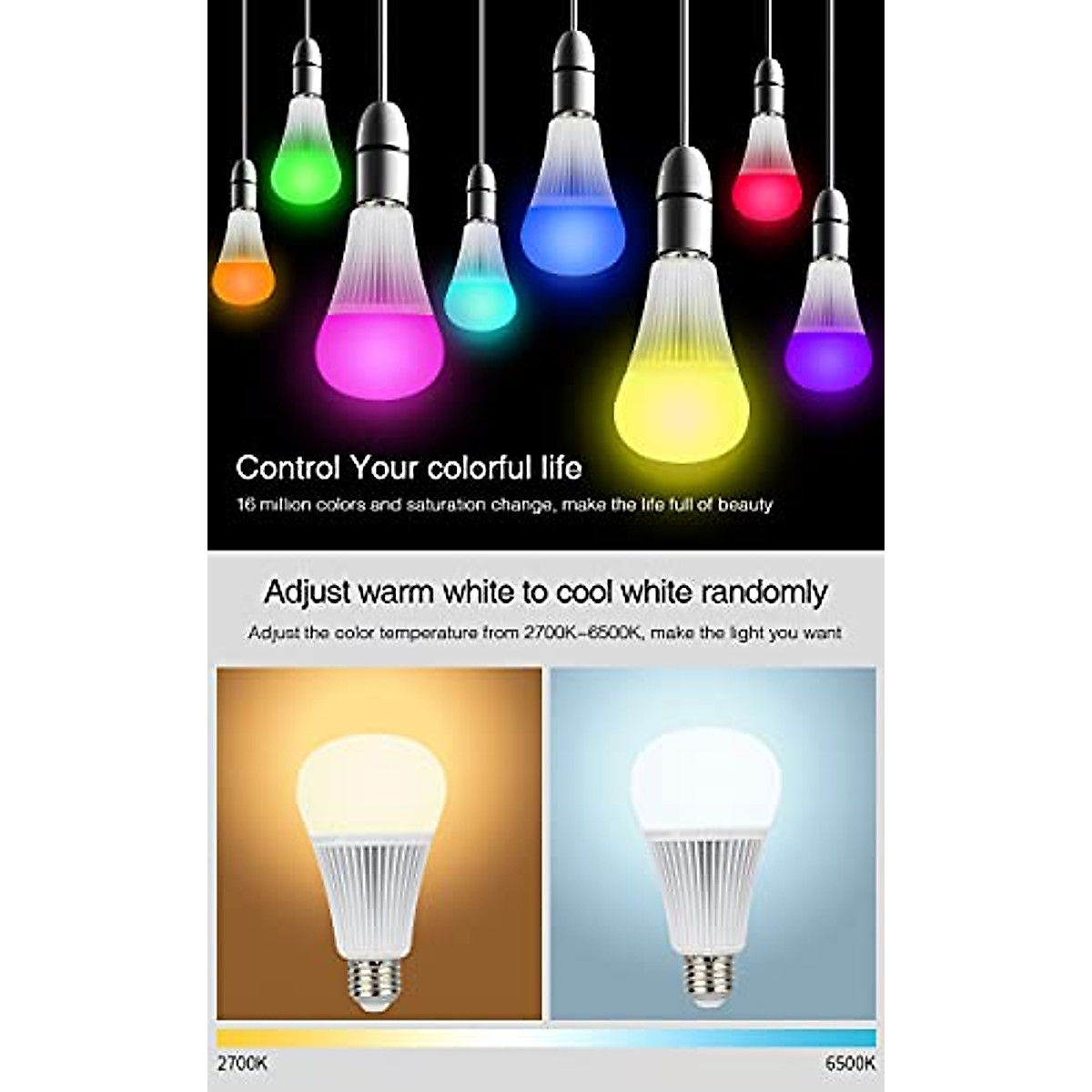 LGIDTECH FUT012 9W RGBWW Smart WiFi 2.4GHz LED Light Bulb RGB+CCT Color Changing & Temperature Adjustable with Memory.Remote and Gateway Hub for Smartphone APP Control All is Sold Separately