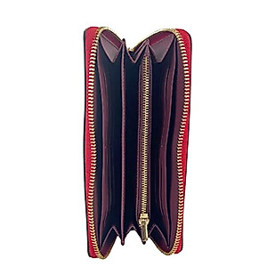 COACH Long Leather Zip Around Wallet Clutch in Miami Red - #C4451