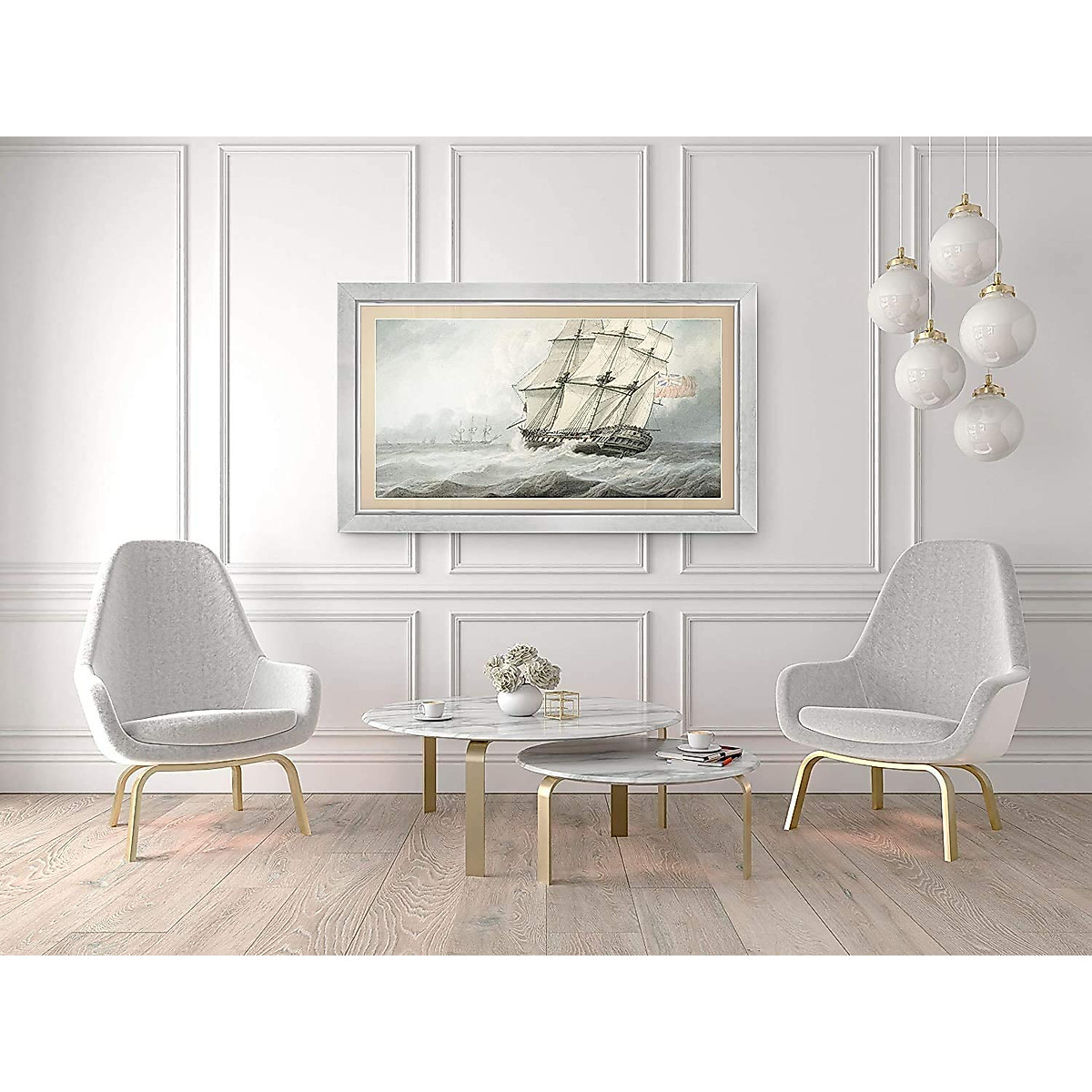 Frame My TV Deco TV Frames - Contemporary Silver Smart Frame Compatible ONLY with Samsung The Frame TV (55", Fits 2021-2025)