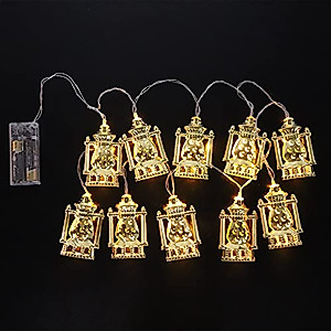 Jopwkuin Decorative Light, 10LED Battery Powered LED Light Decor Iron+ABS Materials Mubarak Eid String Light for Garden for Patio Decor for Home