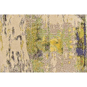 Unique Loom Chromatic Collection Modern Rustic & Vibrant Abstract Area Rug for Any Home Décor, 8' 0" x 8' 0", Beige/Gray