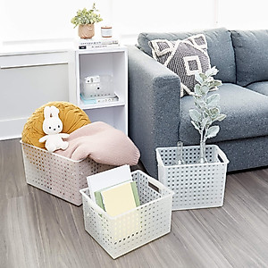 iDesign Modulon X/6 BPA-Free Recycled Plastic Large Stackable Basket, 11.2" x 14.3" x 8.1", Frost