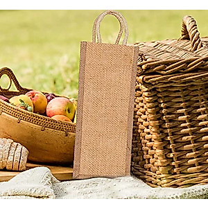 BANNER BUZZ MAKE IT VISIBLE BannerBuzz Jute Wine Bag Made of 100% Biodegradable Jute Material (4” W X 15” H X 4” B, Natural Brown Color)