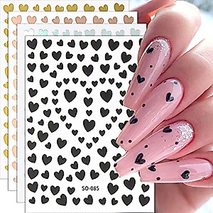 10 Sheets Heart Nail Art Stickers 3D Self-Adhesive Valentine's Day Nail Art Supplies Laser Star Heart Nail Decals Holographic Colorful Glitter Design Nail Decoration Accessories for Women Girls DIY Manicure Tips