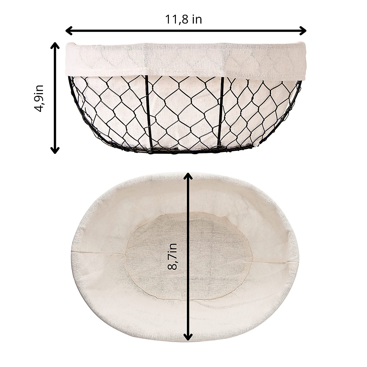 Gift Basket Empty to Fill- Sturdy Metal Fruit Basket with Additional Clear Wrapping Bags and Pull-Bows, Durable Black Wire Fruit Basket With Lining for Gifts and Storage, DIY Gift Basket