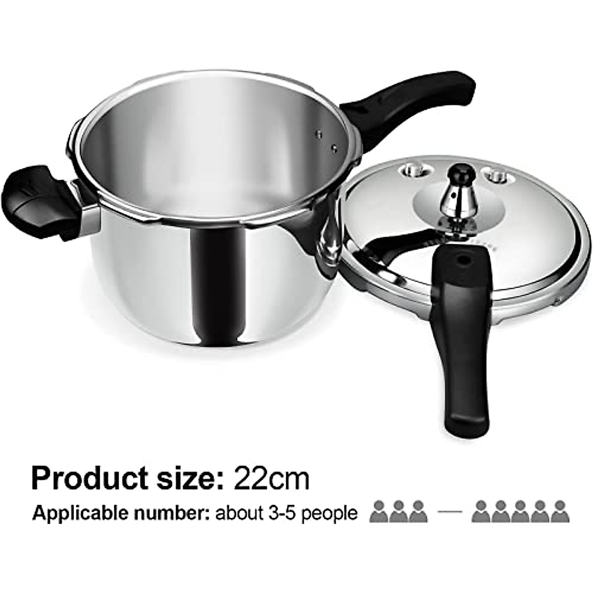 Stainless Steel Pressure Cooker Cookware rice cooker about 2-5 person use explosion-proof Thickened Safety home use durable (4.22 Quart)