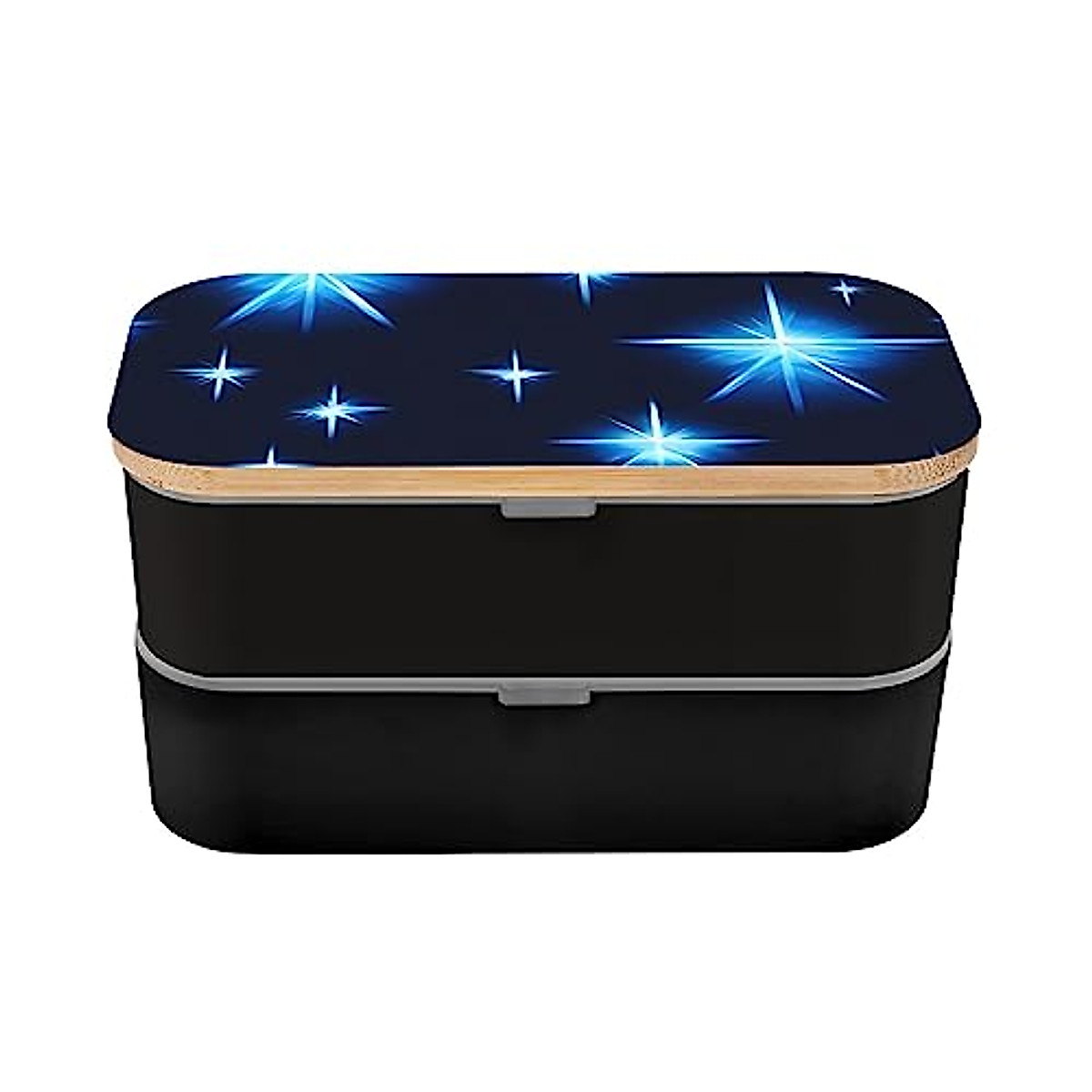 Cartoon Blue Star Adult Lunch Box, Bento Box, With Cutlery Set Of 3, 2 Compartments, Rectangular, Lunch Box For Adults