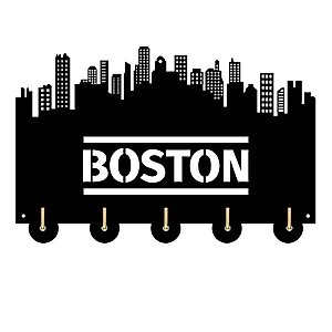 XDG Boston City Attractions Household Decor Wooden Wall Hooks Wall Hanger Coat Rack Keys Bags Clothes Multi-Purpose Keys Handbags Hook Gift for Designer