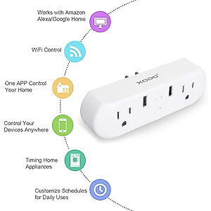 XODO WP3 Smart WiFi Plug - Wireless Remote Control by App Compatible with Alexa and Google Home Assistant 2.4 GHz Network only - Voice Control - WiFi Enable - Smart Home Outlet - 2PK