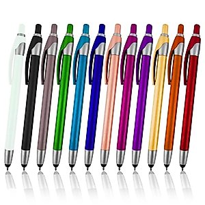 Stylus for Touch Screens Pen with Ball Point Pen,for Universal Touch Screen Devices, for Phones, Ipads,Tablets, iPhone, Samsung Galaxy etc. Assorted Colors (Metallic 12 Pack)