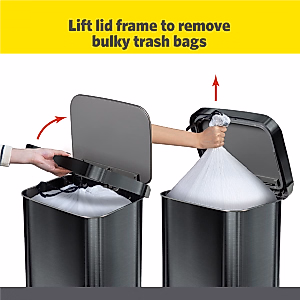 Glad Stainless Steel Step Trash Can with Clorox Odor Protection | Large Metal Kitchen Garbage Bin with Soft Close Lid, Foot Pedal and Waste Bag Roll Holder, 20 Gallon, All Pewter