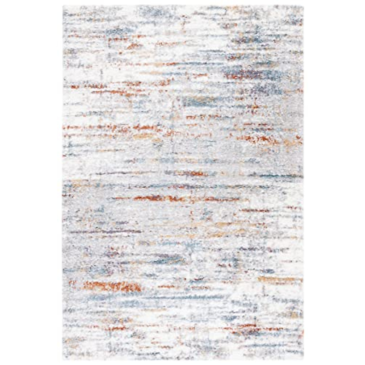 SAFAVIEH Berber Shag Collection Area Rug - 8' x 10', Blue Rust & Ivory, Modern Abstract Design, Non-Shedding & Easy Care, 1.25-inch Thick Ideal for High Traffic Areas in Living Room, Bedroom (BER577A)