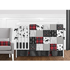 Sweet Jojo Designs Black and White Woodland Moose Boy Baby Nursery or Kids Room Small Fabric Toy Bin Storage Box Chest for Rustic Patch Collection