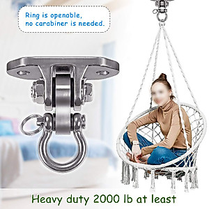 IOH 2 Pcs Heavy Duty Swing Hangers Stainless Steel 304 antirust【2000 lb Capacity】 180° Silent Swing, Playground Porch Yoga Seat Trapeze, Hammock Chair, Hanging Kit, Swing Set Indoor Outdoor
