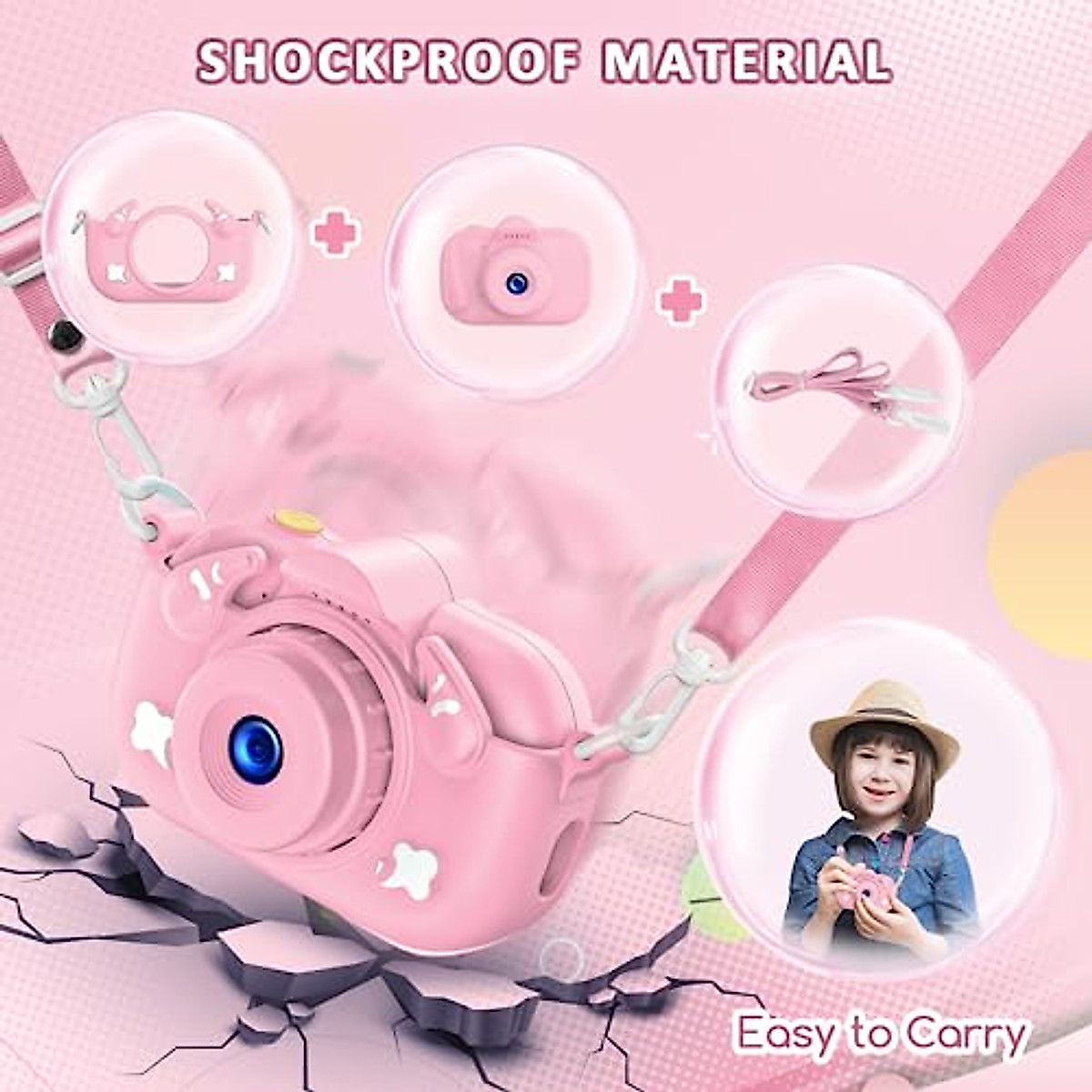 Kids Digital Camera, 1080P HD for Boys & Girls, Ages 3-9 - Mini Toy Camera with 32GB Card, Perfect for Selfies, Christmas & Birthday Gifts