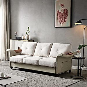 Ucloveria Reversible Sleeper Sofa Storage Chaise Pull Bed for Living Room L-Shape Lounge 2 in 1 Sectional Couch Blue, 88" Navy-with Shelf Armrest