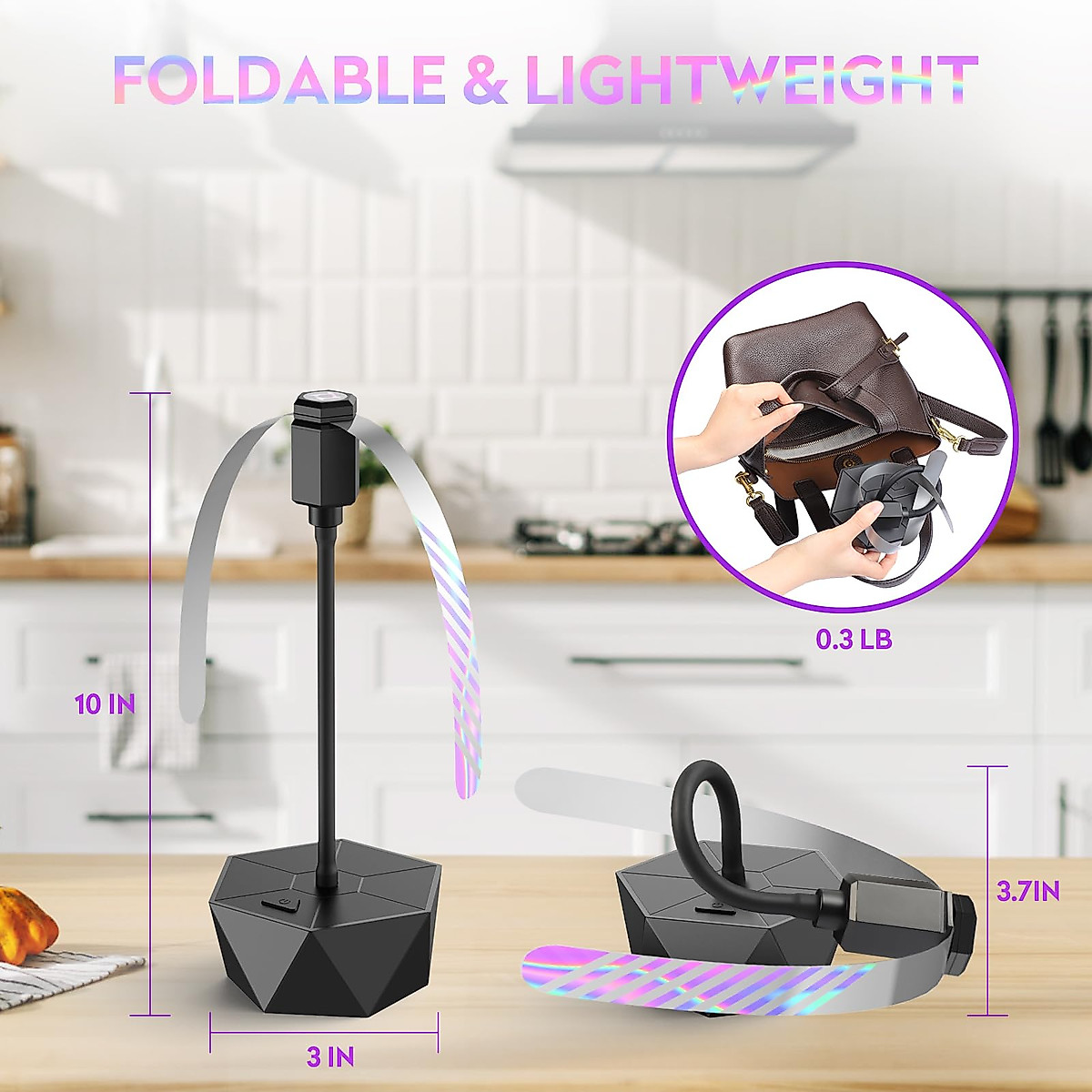 Fly Fans for Tables, Fly Fans Keep Flies Away from Patio, Portable Outdoor Picnic Fan with Holographic Blades for Picnic, Party, Restaurant, Kitchen, Camping and BBQ 4 Pack