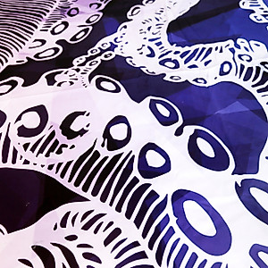 ARIGHTEX Octopus Bedding King Size Blue Boys Duvet Cover Ocean Octopus Design Kids Bedding Set 3 Piece Nautical Octopus Bed Set for Adults Men (King)