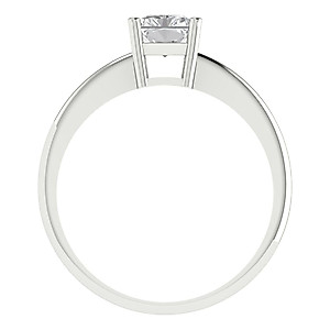Clara Pucci 1.0 ct Radiant Cut Solitaire Genuine Moissanite Wedding Bridal Designer Anniversary Engagement Ring in 14k White Gold