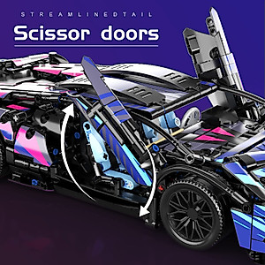 RiceBlock Sports Car Building Blocks Toys Adult Challenges Kits，1:14 Raceing Car Model Building Set for Boys Aged 12+, 1314 Pieces Bricks