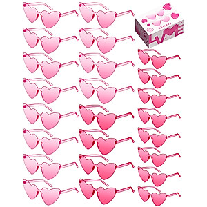 Chicpop Heart Shape Sunglasses Rimless Heart Sunglasses Colorful Heart Glasses for Valentine Mardi Gras Women Party Favor
