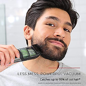 Remington Vacuum Beard Trimmer, 11 Setting Adjustable Length Comb (2-18mm), Vacuum Trimmer for Beard, Mustache, and Stubble, Rechargeable Lithium Power, Washable, Removable Blades