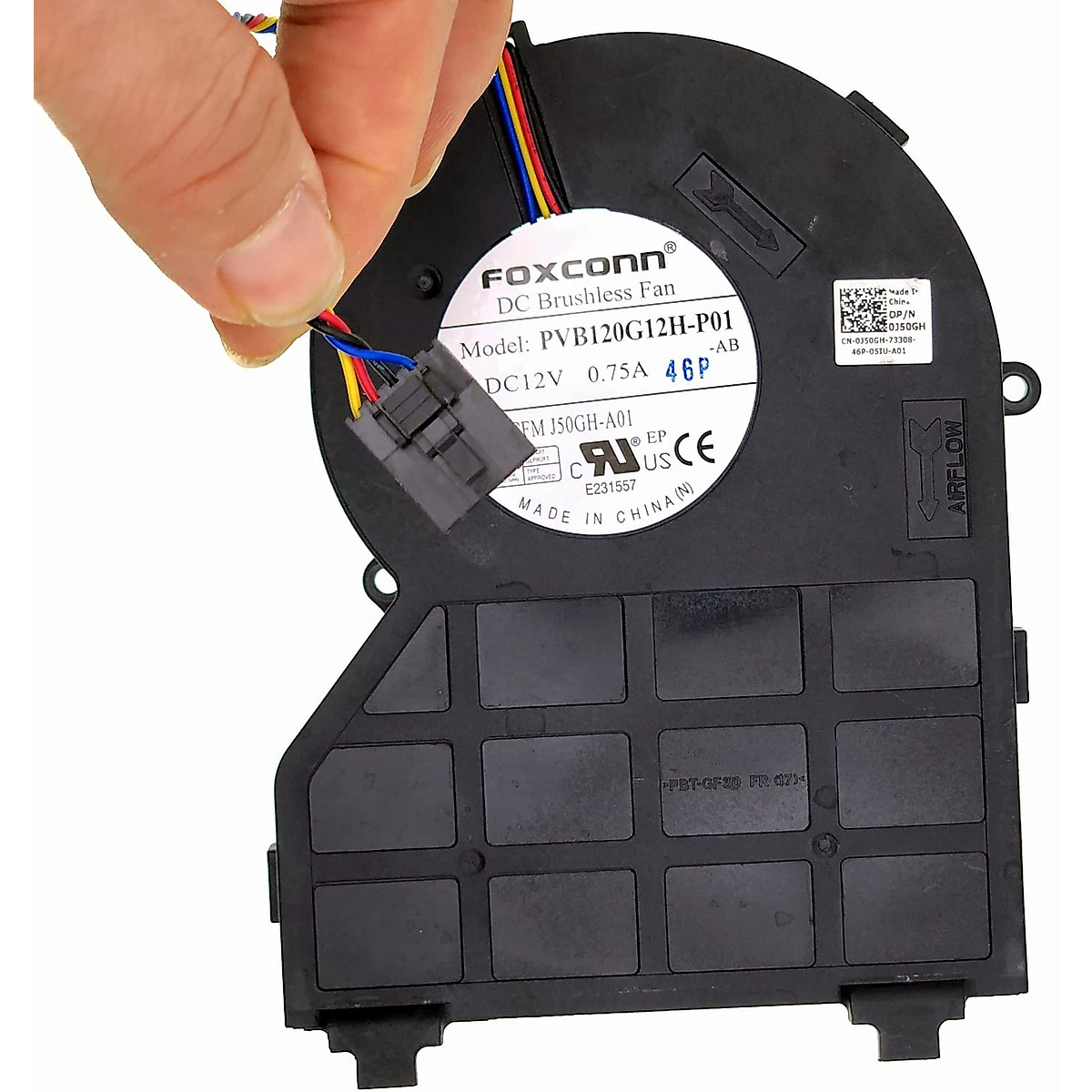 CPU Cooling Fan for Dell OptiPlex 790 390 990, Foxconn PVB120G12H-P01 J50GH-A00 J50GH 0J50GH, DC12V 0.75A 4-Wire/5-pin SFF Small Chassis Fan, 1-Year Warranty