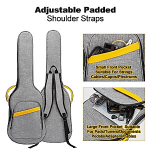 LETSROCK 39 Inch Electric Guitar Bag, Electric Guitar Case Gig Bag with 0.4 Inch Thick Padding Premium Dual Adjustable Shoulder Strap Pocket & Neck Strap Gray