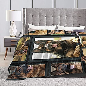 Smart Black Brown German Shepherd Dog Lovely Printed Ultra-Soft Throw Blanket Home Decorative Blanket for Living Room Bed Sofa