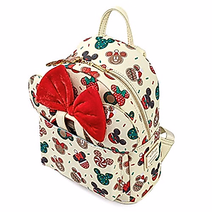 Loungefly Disney Christmas Mickey and Minnie Cookie Adult Womens Double Strap Shoulder Bag Purse with Ears Headband