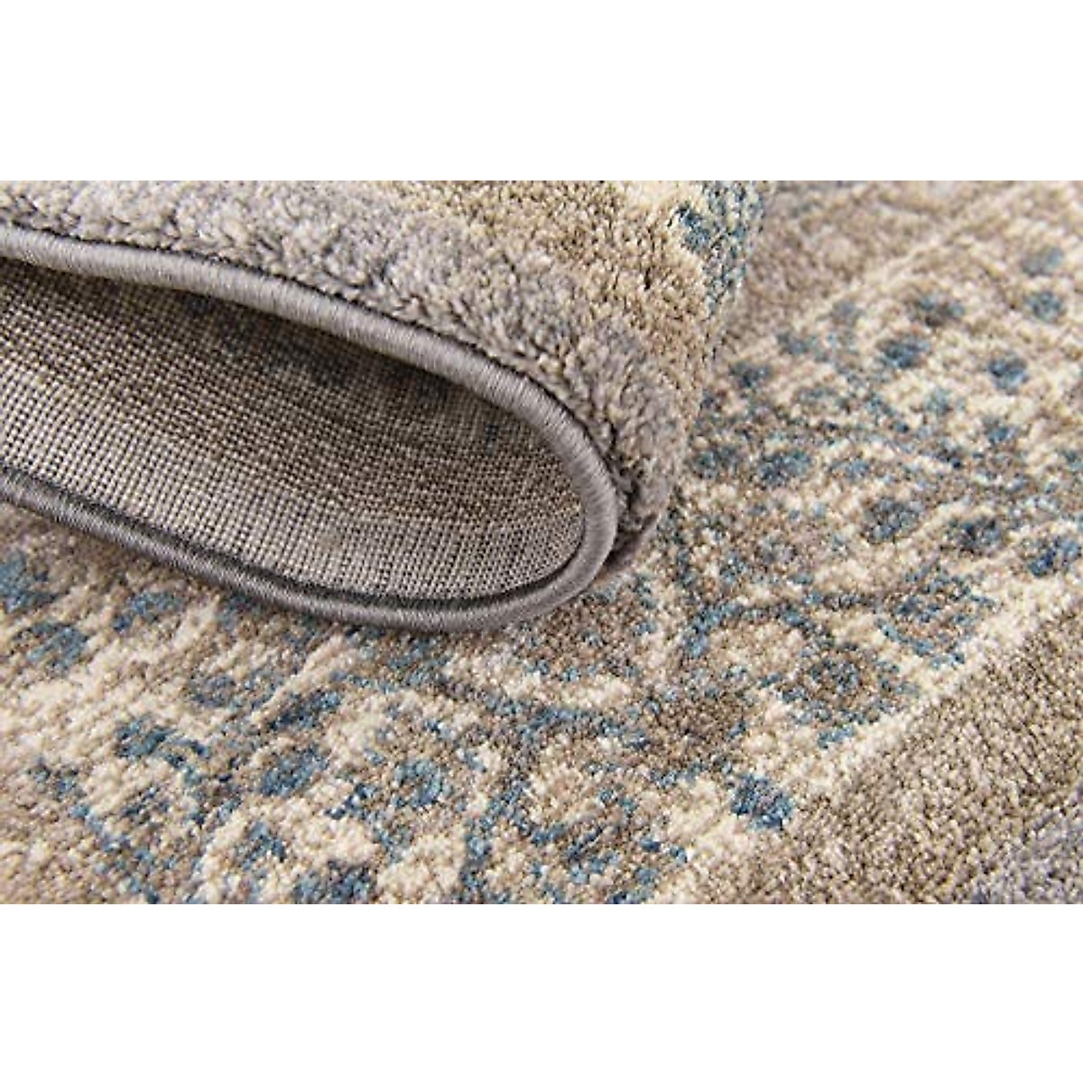 Unique Loom Salzburg Collection Classic Traditional Design Oriental Inspired with Intricate Border Area Rug, 4' Square, Light Brown/Gray