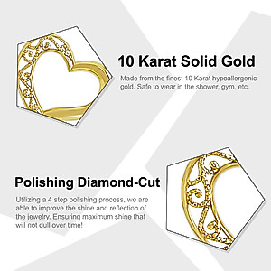 Gold Small Sliding Heart Charm - 10 Karat Solid Gold - Heart Charm - Optional Gold Chain (No Chain - Charm Only)