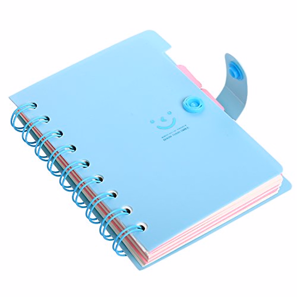 Pocket Spiral Journal Mini Notebook, Traveler Cute Diary, 5 Subject Planner, Ruled Small Writing Paper Hard Cover Notepad, Index Label, 100 Sheets, 5.1"×3.5" Smile Printed Memo Pad