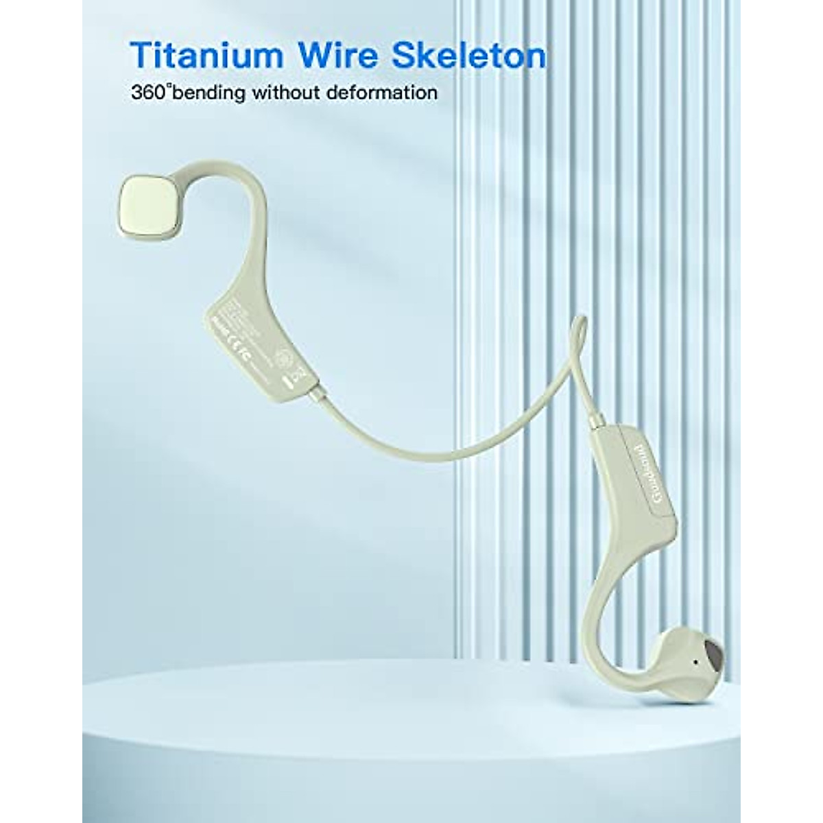 Bone Conduction Headphones, Open Ear Headphone Bluetooth Wireless with Mic, Sports Waterproof Sweatproof Headset, Conducting Induction Earbuds Earphones for Running Cycling Walking Workout Gym Work