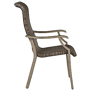 Signature Design by Ashley Windon Barn Outdoor Resin Wicker Patio Arm Chair, 4 Count, Brown