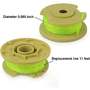 Eyoloty AC80RL3 11ft 0.080" Replacement Trimmer Spool for Ryobi One Plus 18v 24v and 40v Cordless Trimmers Line Refills Weed Wacker Auto-Feed Twist Single Line Parts(6 Spool,1Cap)