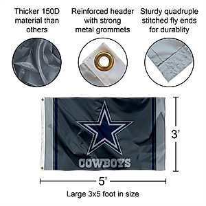 WinCraft Dallas Cowboys Blackout Sideline Flag Outdoor Indoor 3x5 Foot Banner