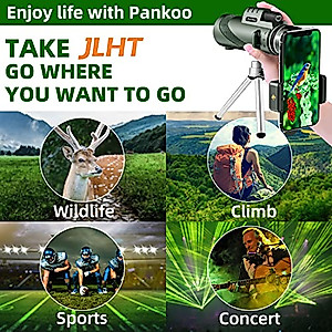 JLHT 40X60 Monocular Telescope High Power Monocular for Adults with Phone Adapter& Tripod& Hand Strap Low Night Vision Monocular Equipped with BAK4 Prism for Bird Watching Hunting Traveling Concert